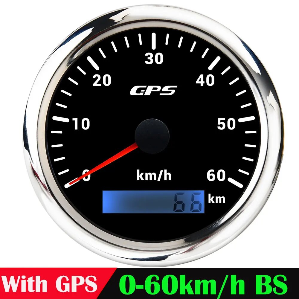 A 85 мм GPS-спидометр для мотоцикла, морской лодки, 30 ~ 200 кГц, измеритель скорости для лодки, автомобиля, грузовика с GPS-антенной, 7 цветов подсветки 0-60KMH BS