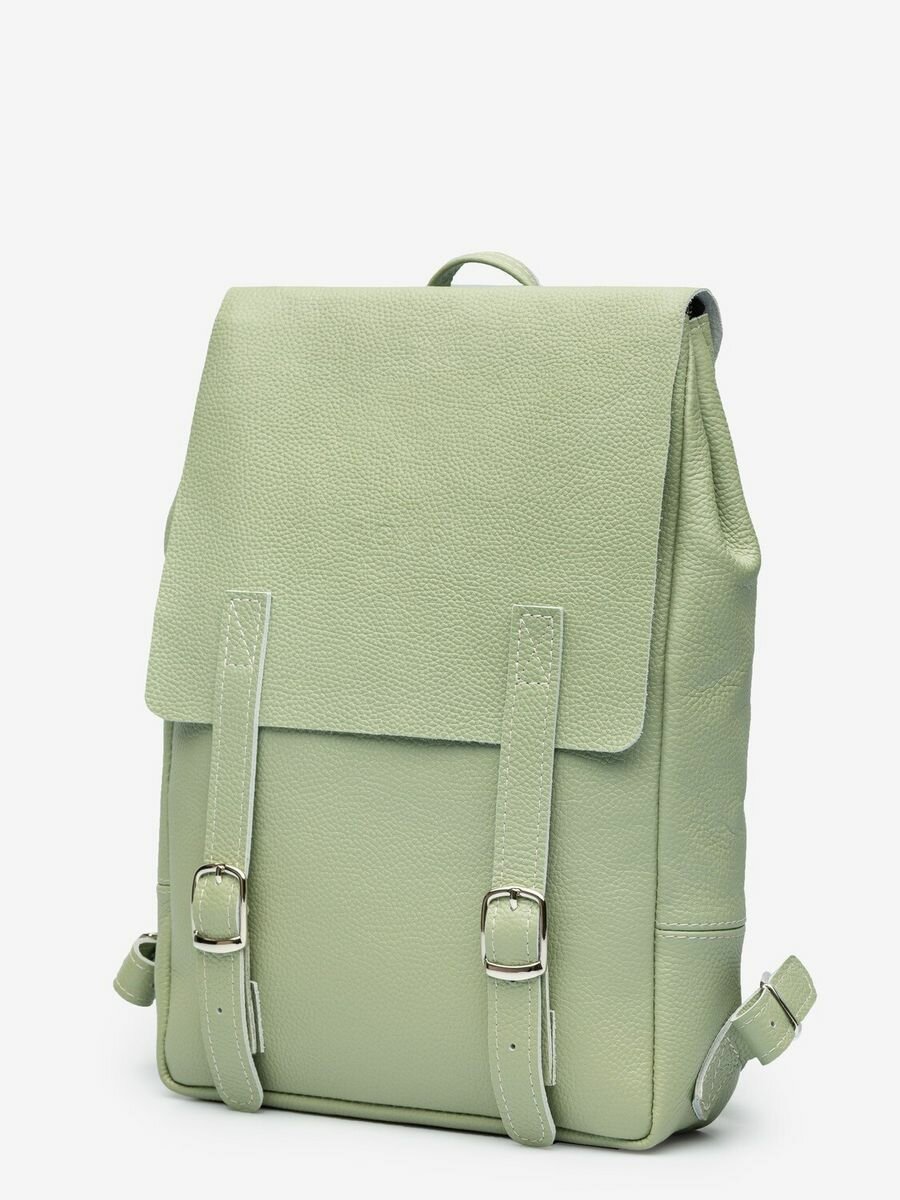Прямоугольный рюкзак из натуральной кожи фисташкового цвета