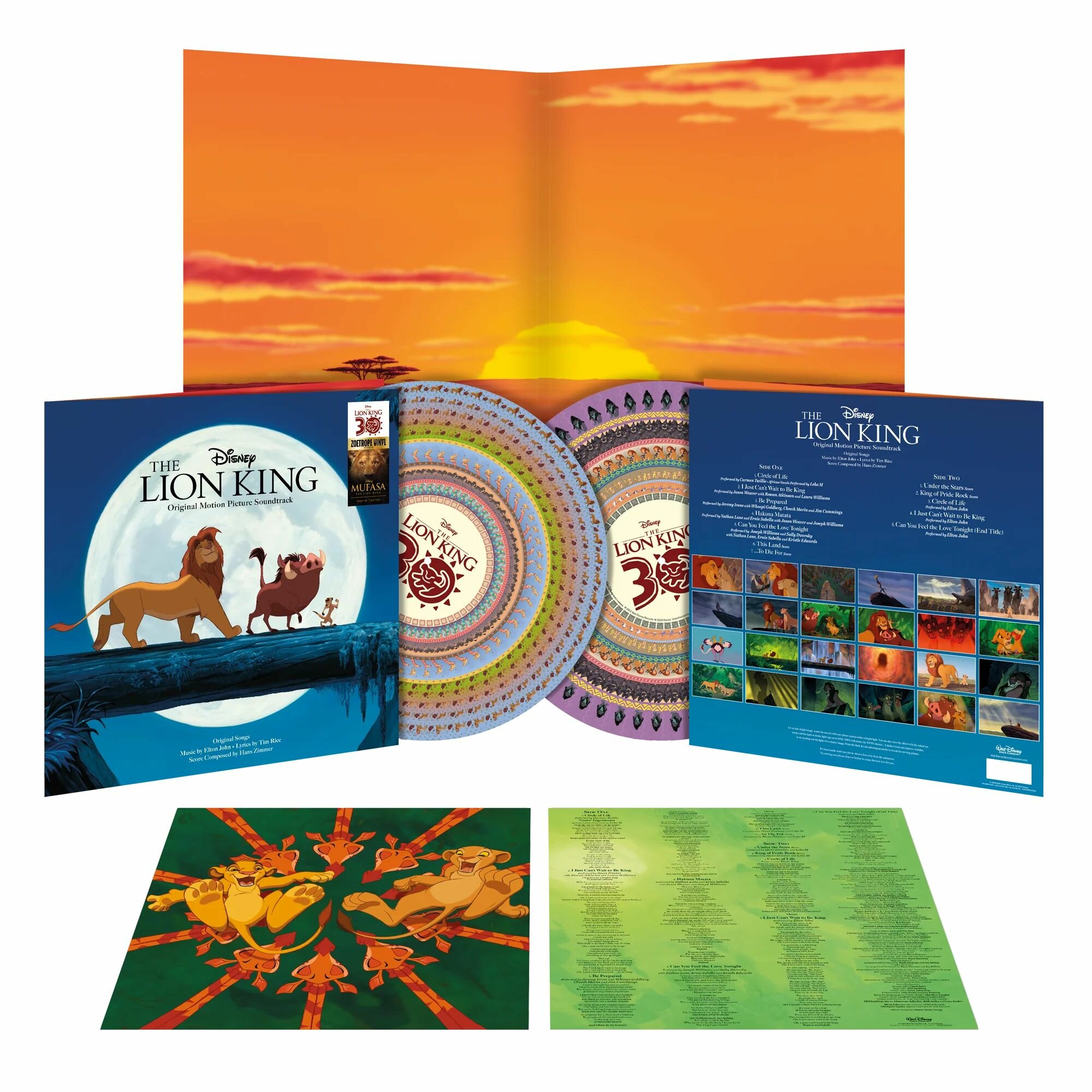 Король Лев OST (Zoetrope 30th Anniversary USA Limited Soundtrack) Анимированная Виниловая Пластинка, Саундтрек Lion King, Исполнители: Hans Zimmer, Elton John