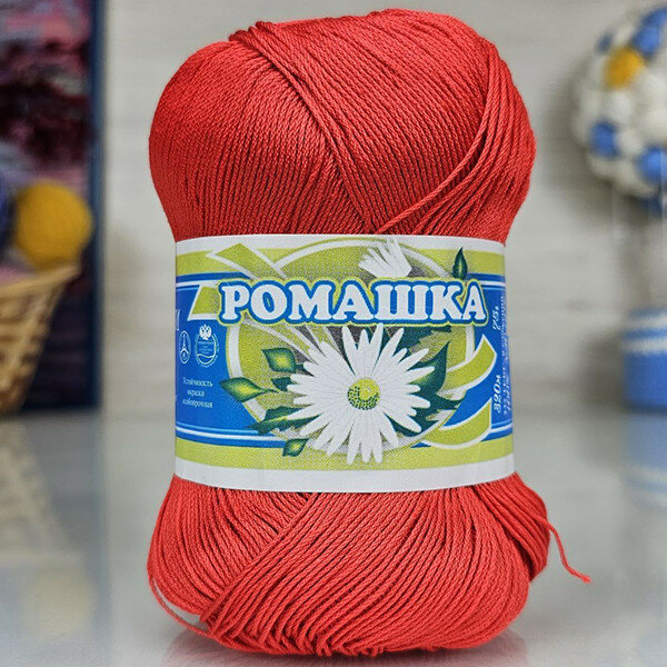 Пряжа ПНК им. Кирова ромашка 0810 алый (4 мотка)