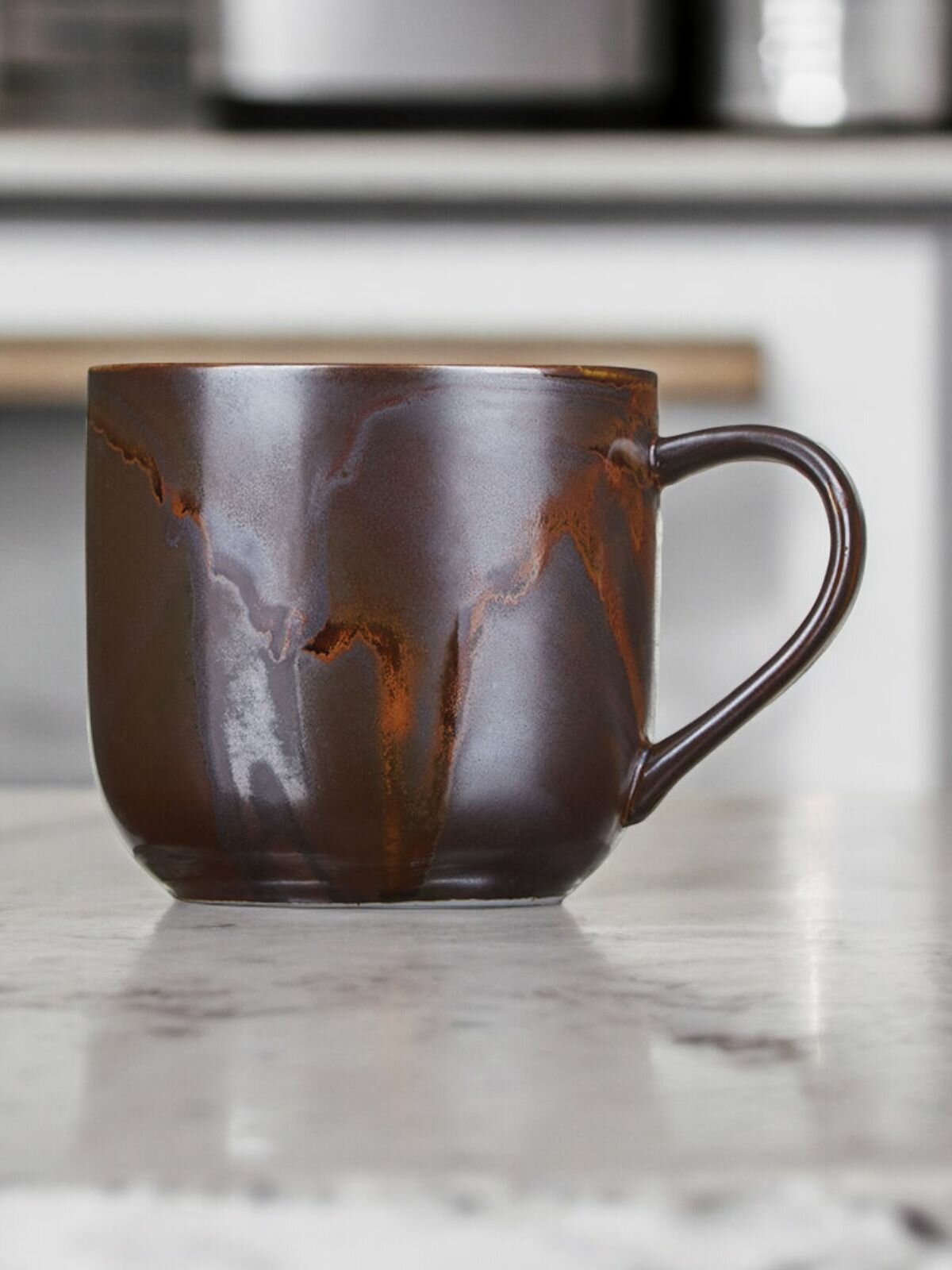 Чашка Kunstwerk Мак чайная 350мл, 90х90х80мм, фарфор, медный, 1 шт.