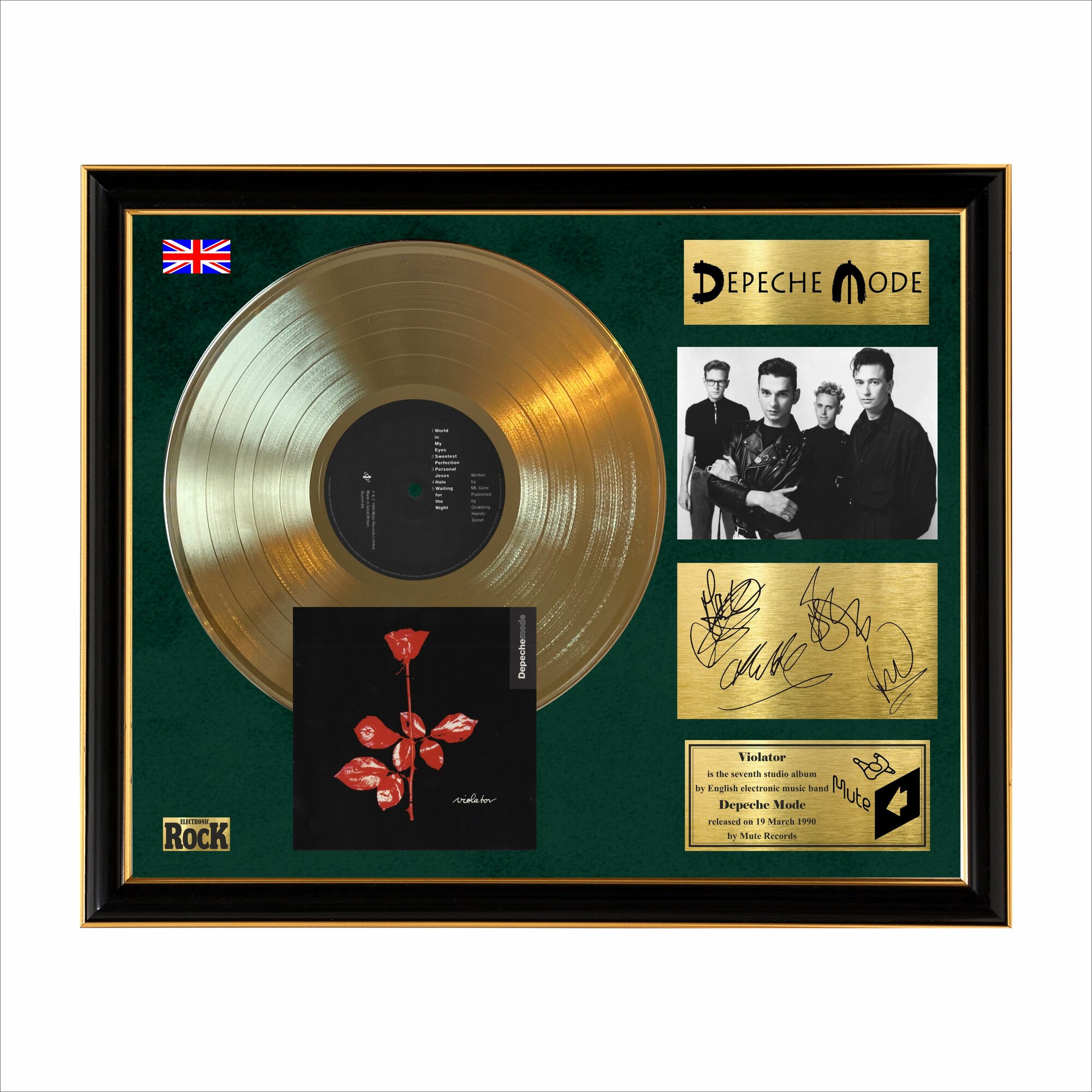 Depeche Mode Золотой винил в рамке