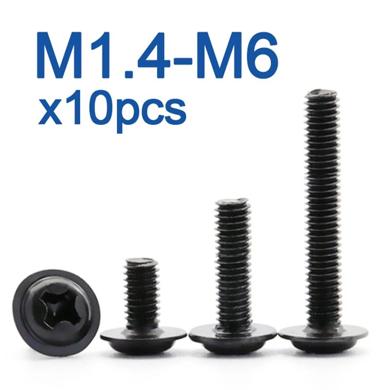 Черные винты AZKD для материнской платы М1.4-M6 М1.4, 3mm x10pcs