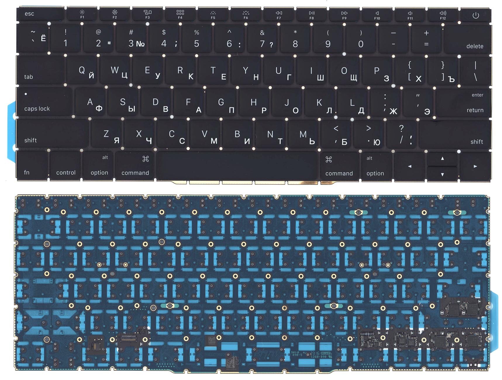 Клавиатура для ноутбука MacBook Pro 13 Retina A1708 черная плоский Enter