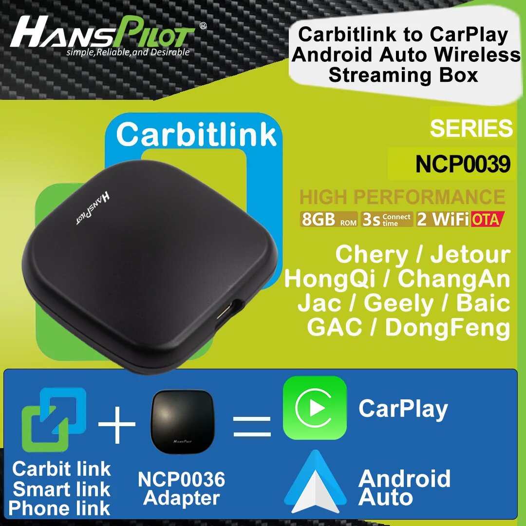 HansPilot NCP0039 Pro Carbitlink CarPlay Android Auto адаптер