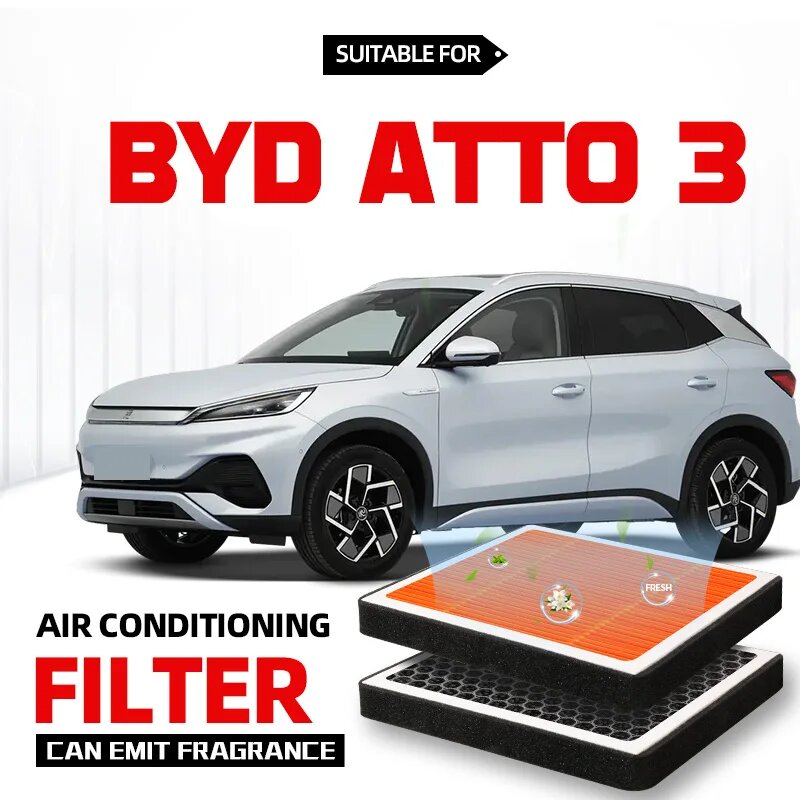 Для BYD ATTO 3, салонный фильтр, воздушный фильтр, фильтр для кондиционера с активированным углем и ароматизатором для очистки автомобильного воздуха в салоне