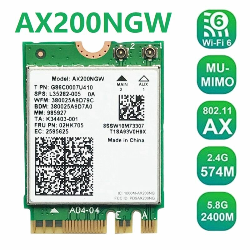 Карта беспроводного адаптера Wi-Fi MyPads AX200 AX200NGW M.2 NGFF Bluetooth 5.0 WiFi 6