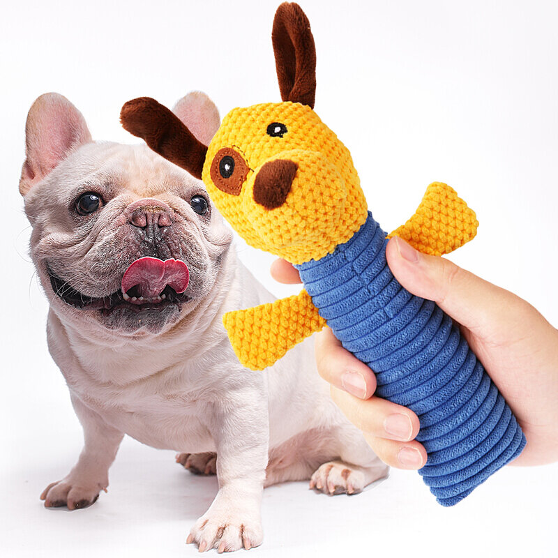 Hanhan Playground Pet Dog Toy, Plush Puppy, Sound-Making, Jute, Durable Chew, Puppy Teething, Dental Cleaning, Interactive, Stress-Relief Toy