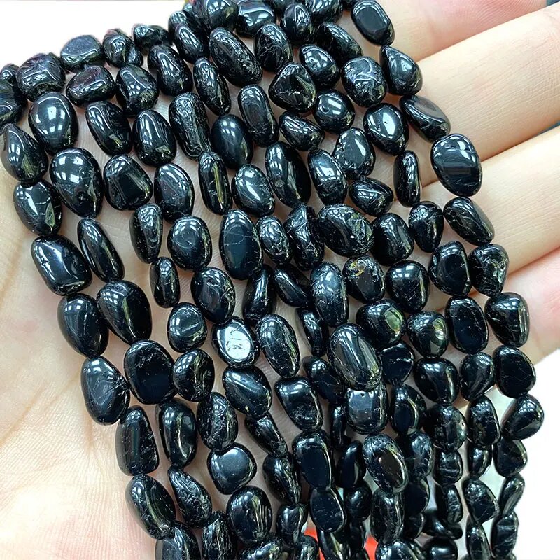 Бусины из черного турмалина LUOMAN XIARI 6-8/8-10 мм 6-8mm 15inch