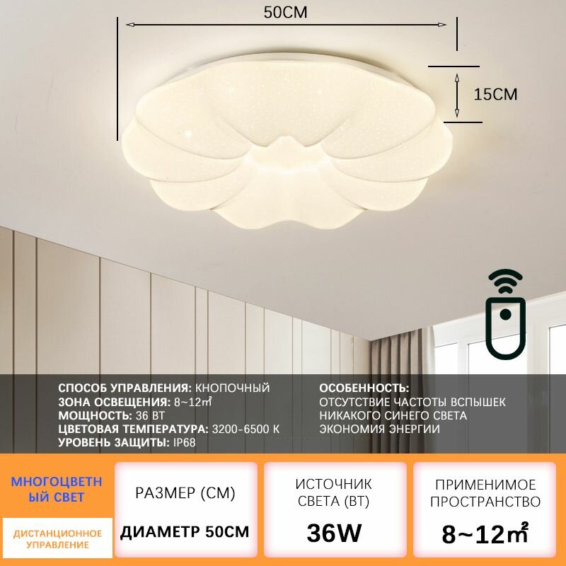 Светодиодный акриловый потолочный светильник (36 48W,500 мм)