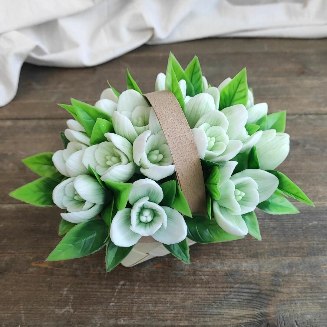 Букет из мыла "Подснежники", подарок женщине, девушке