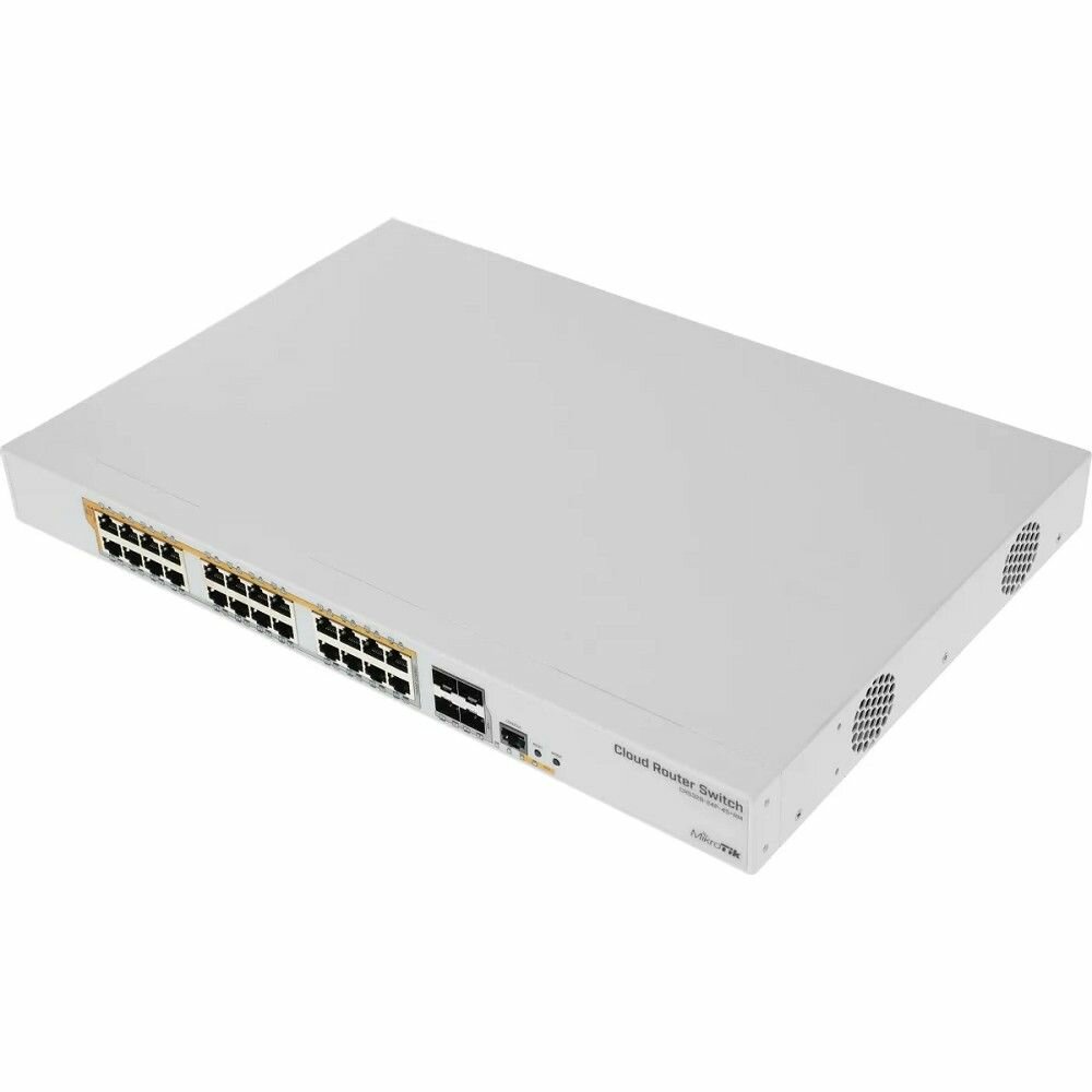 Коммутатор MikroTik CRS328-24P-4S+RM гигабитный управляемый, 24xRJ45+Poe 1Гбит/с, 4xSFP+, 1xConsol