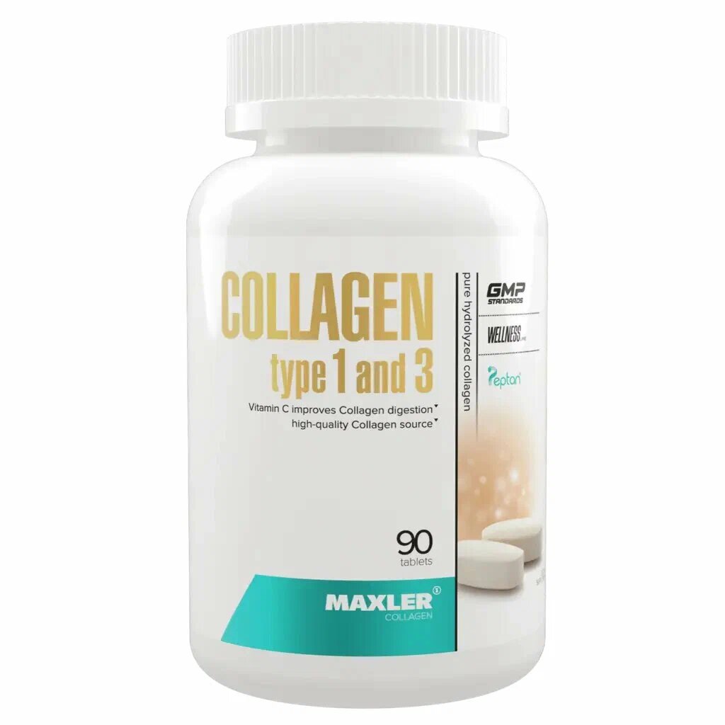 Препарат для укрепления связок и суставов Maxler Collagen type 1 and 3, 90 шт.