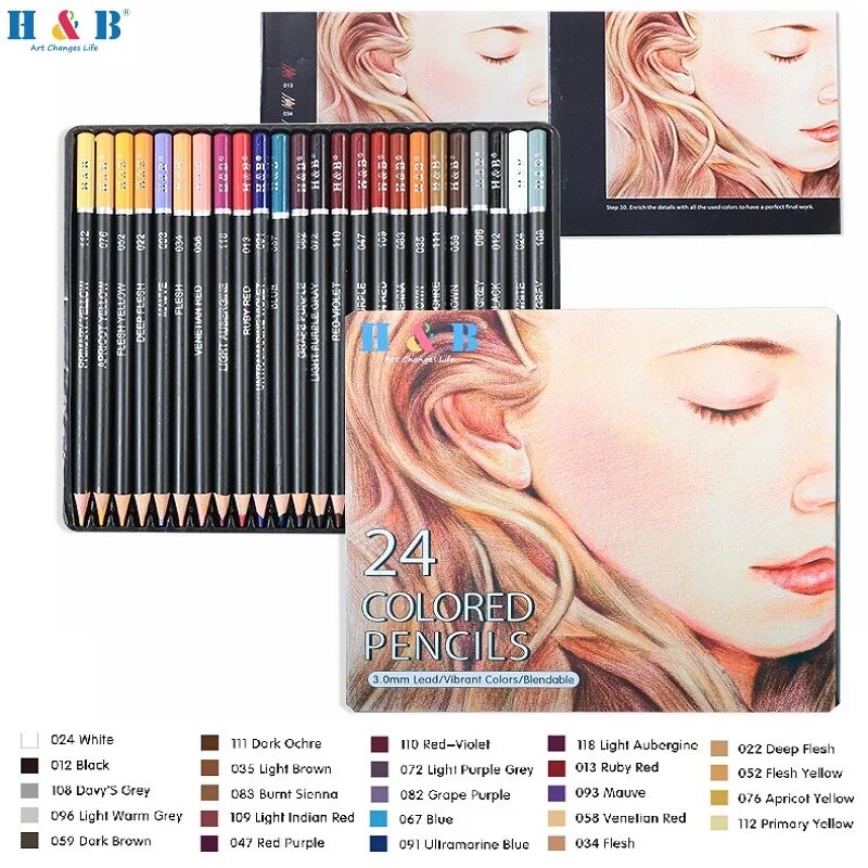 Цветные карандаши H&B 24 тона кожи 24pcs Blackwood Set