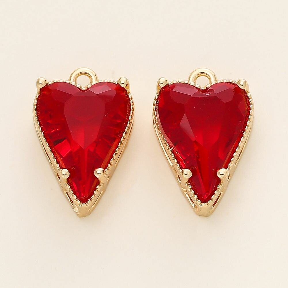 Подвески для украшений, латунь с позолотой 18к 6.5913.5 мм 4 шт, красные фурнитура для бижутерии, кулонов и серег для рукоделия