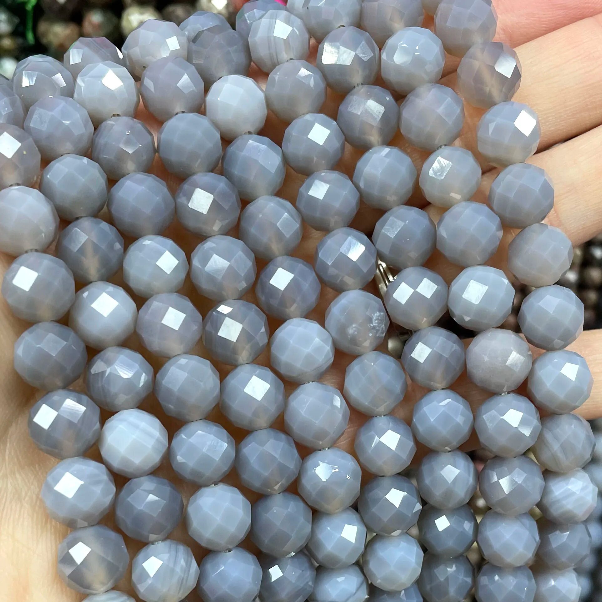 Бусины из агата серого цвета, 6 мм, 29-31 шт