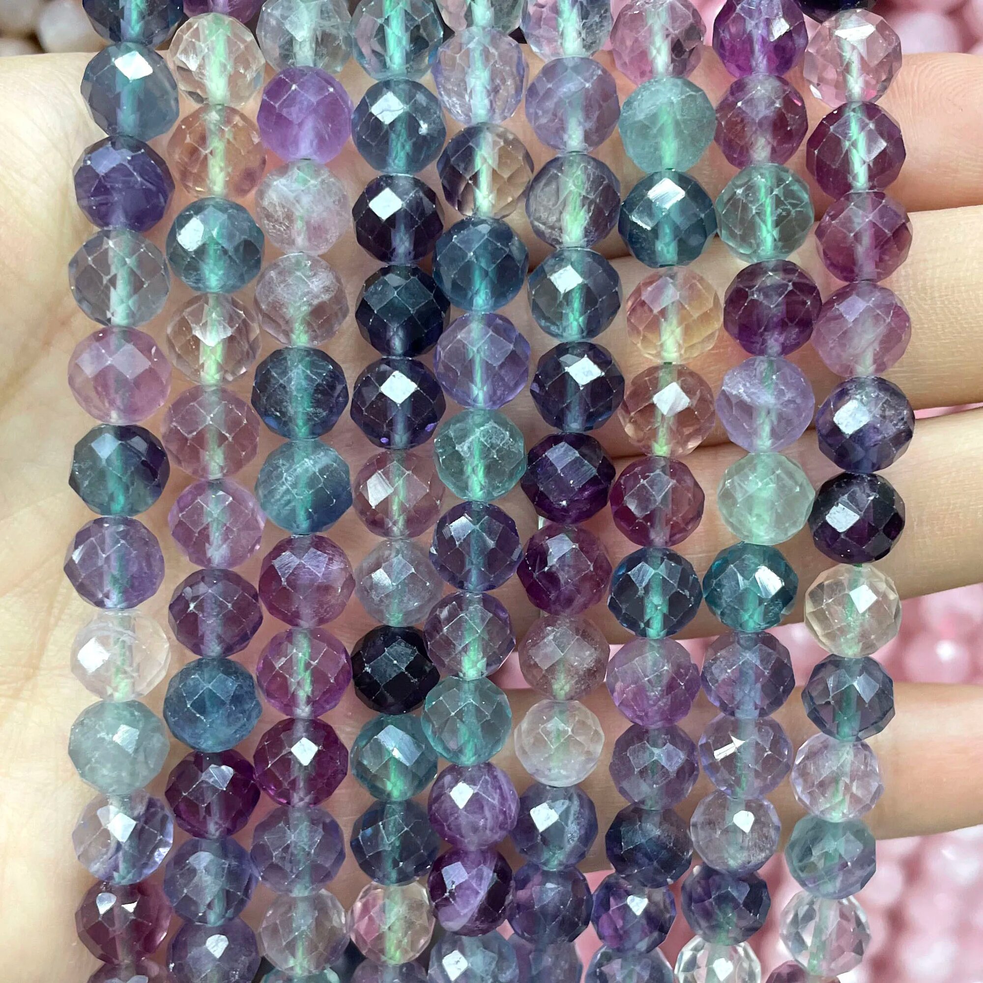 Фиолетовые бусины из флюорита SYSRXLR 6 8 10 мм 8mm 21-23pcs