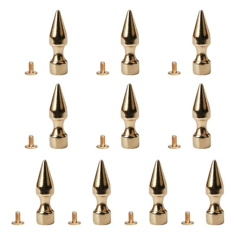 Бронзовые заклёпки для ремней и ошейников, Светло - золотой - 23 толстых башни 10x35