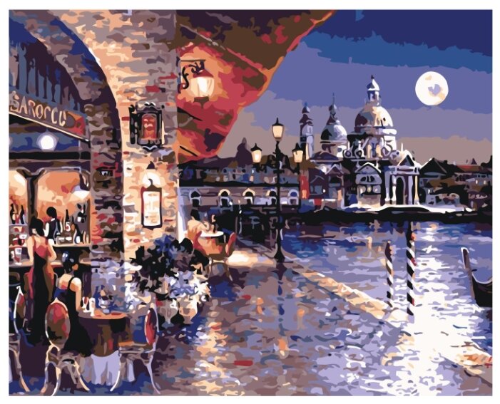 Лунная Венеция Раскраска картина по номерам на холсте