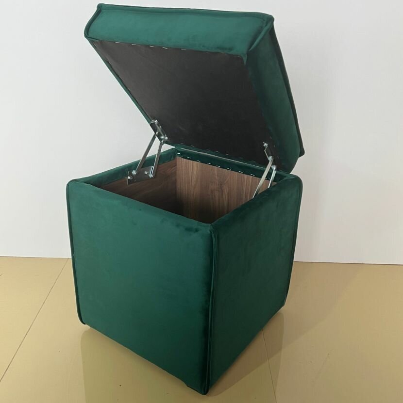 Пуфик для прихожей, спальни и гостиной, Велюр, Зеленый, с Ящиком для хранения, 40x40x45см