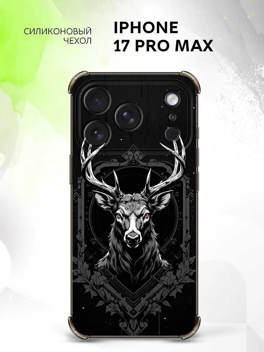 Чехол на iPhone 17 Pro Max, Айфон 17 Про Макс защита камеры и углов, с рисунком герб олень