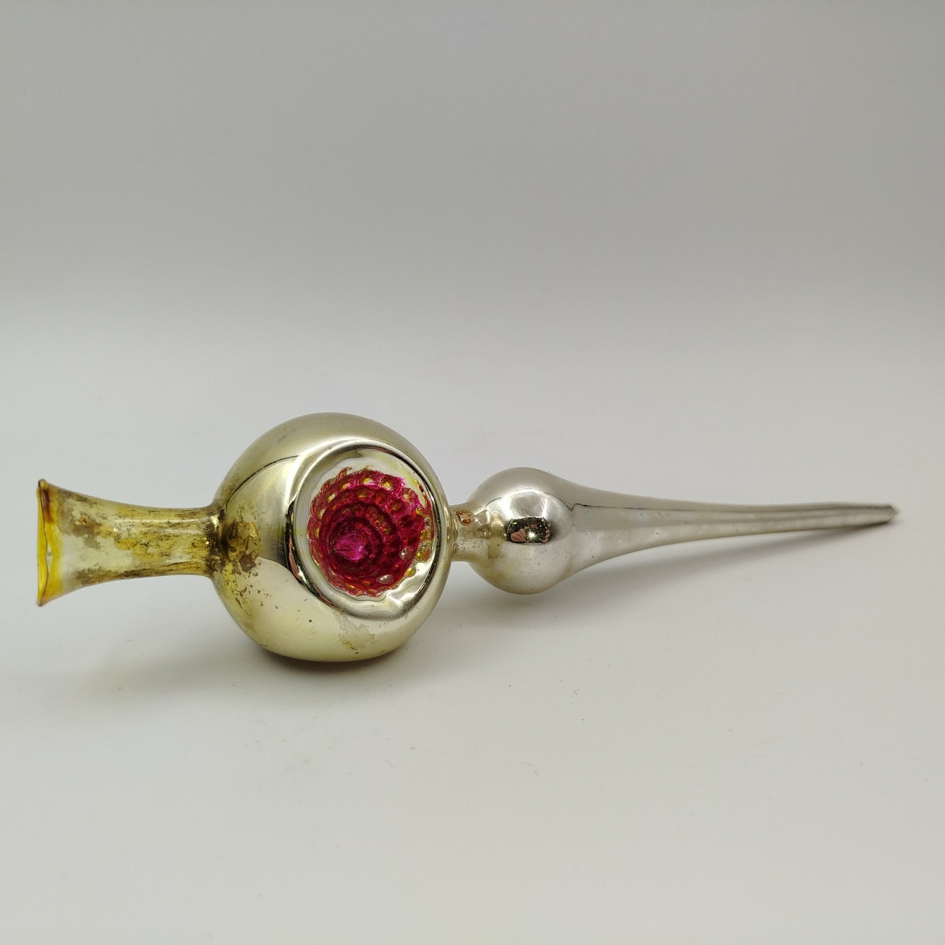 Навершие на елку (макушка) в виде фонарика, стекло, краска, СССР, 1960-1990 гг.