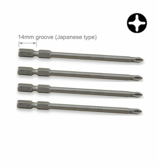 Биты для шуруповерта 1/4" PH2 профессиональные FSMB0802 TOPTUL (4 штуки)