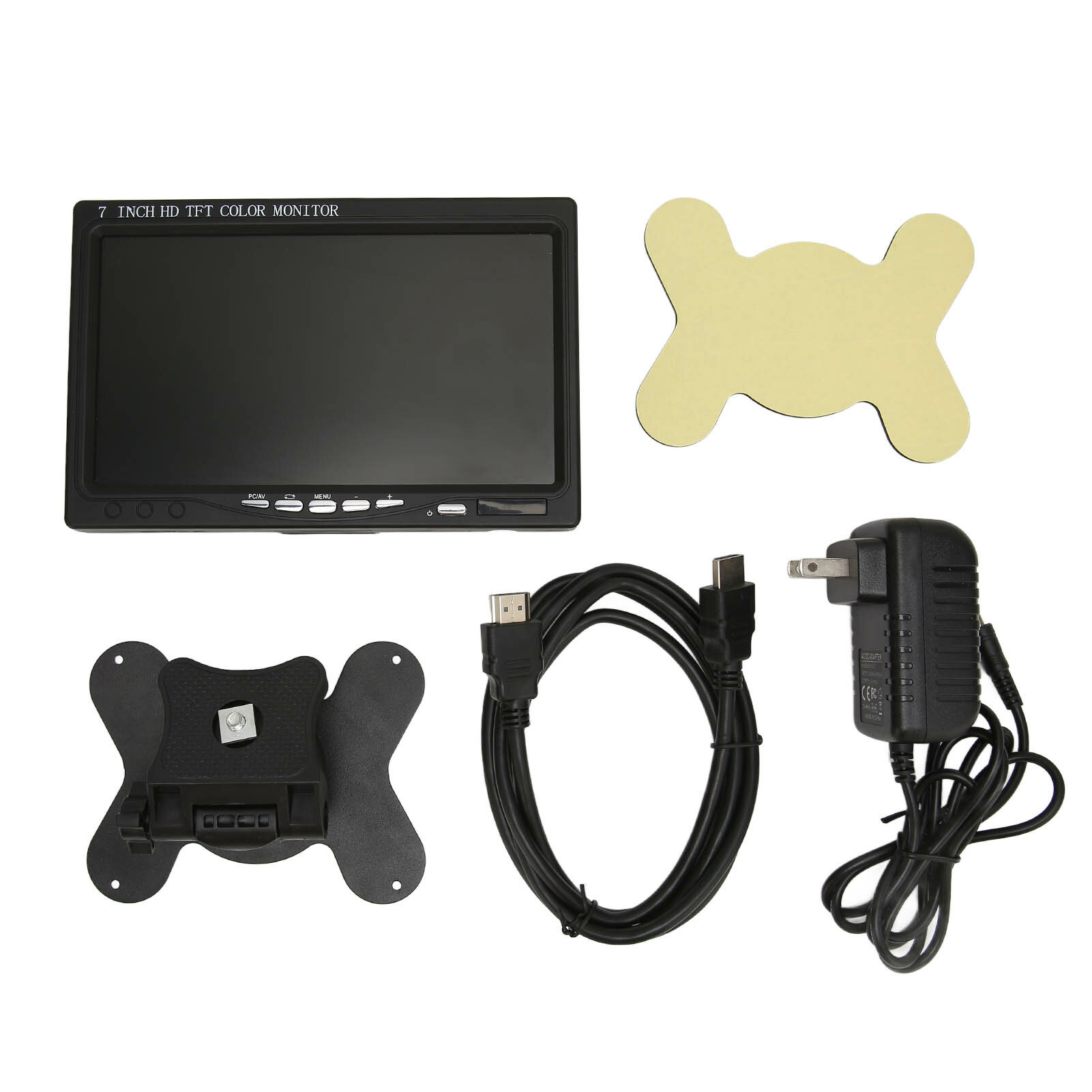 7 Inch Car Monitor VGA AV HD Multimedia Interface 1024x6007 Resolution Mini PC Monitor with Rotatable Stand 100‑240V US Plug