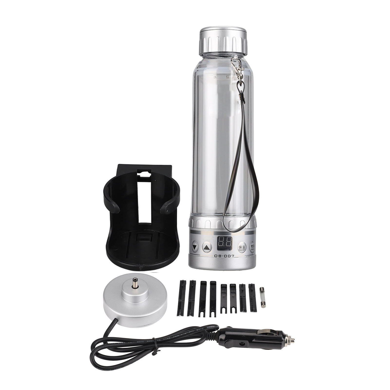 Автомобильный электрический чайник 12 В 24 В прозрачный автомобильный чайник 280 мл большой емкости портативный многофункциональный водонагреватель серебристого цвета