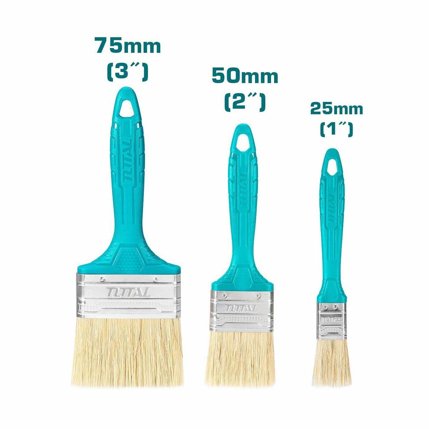 Набор малярных кистей TOTAL THT8450301, плоские, 3 штуки, синтетический ворс