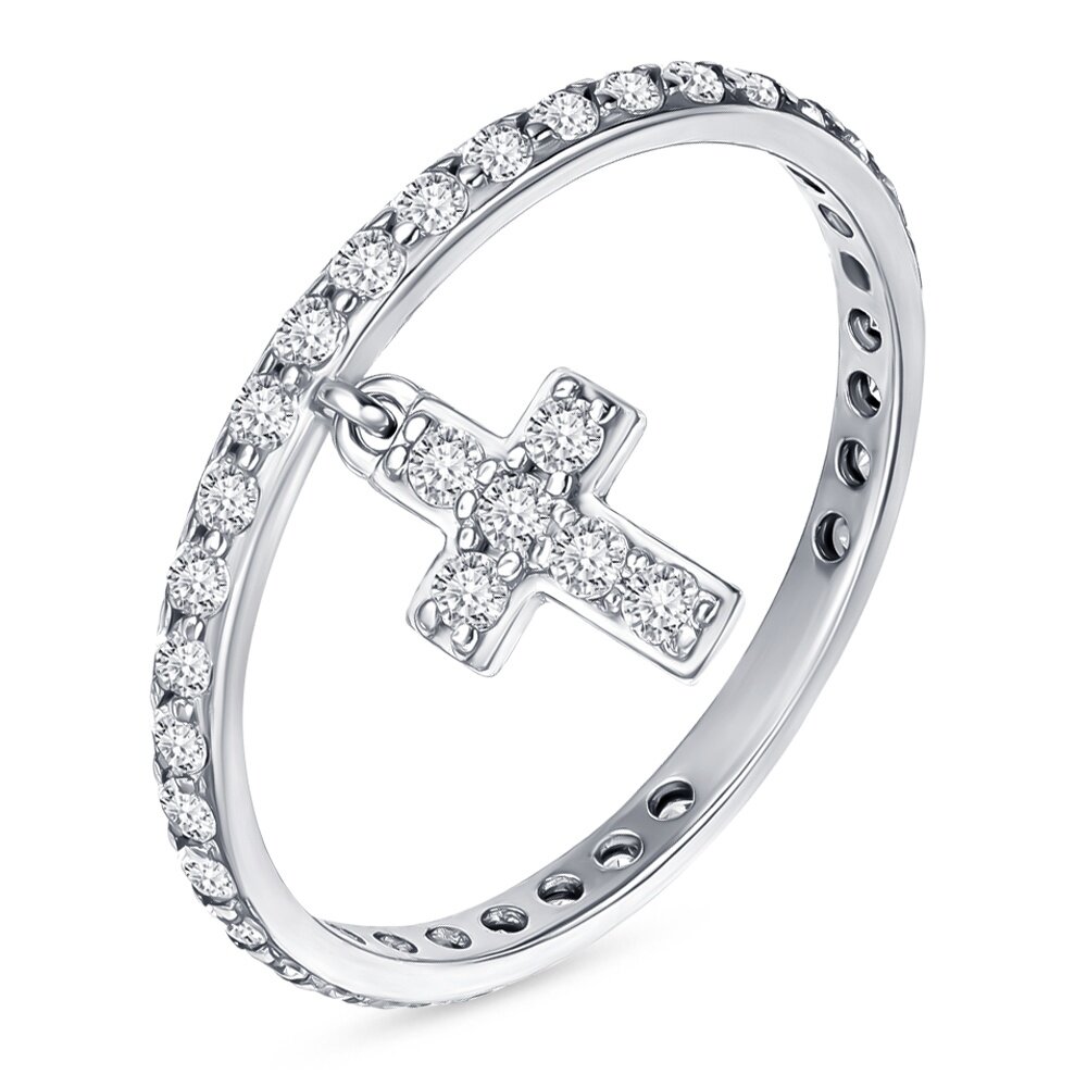 Кольцо, серебро, 925 проба, родирование, фианит