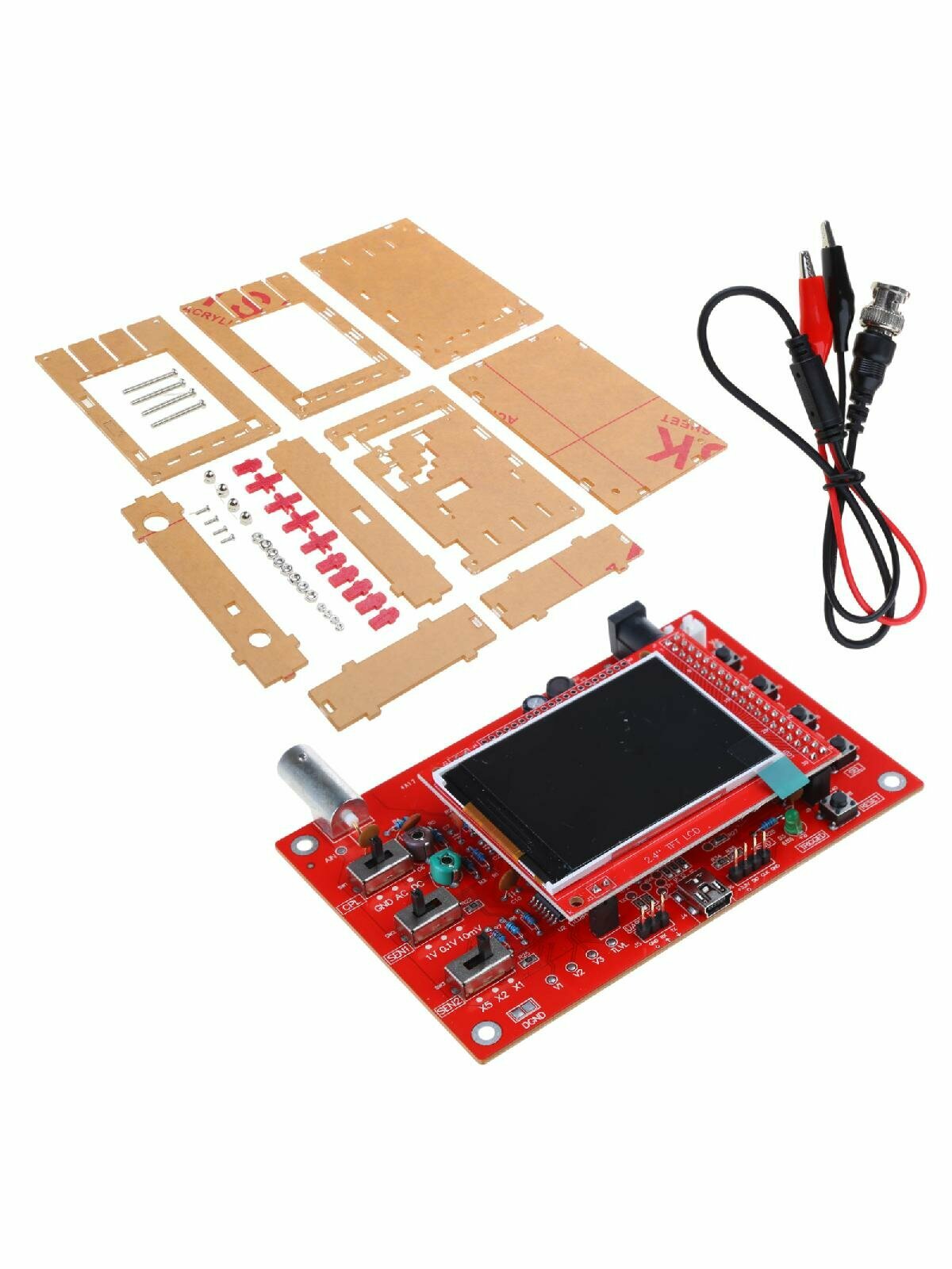 2.4" TFT Digital Oscilloscope Kit 200KHz Tester 1Msps Bandwidth Probe Assembled Optional Electronic Production