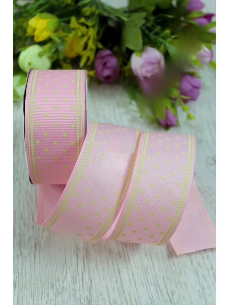 Лента репсовая "Звездочки" 4см (9 метров)