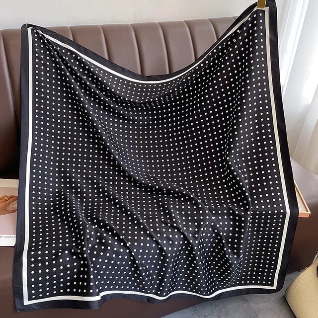 Шёлковая шаль 90 см, квадратный шарф, искусственная кожа, новая Женская повязка на голову, повязка для волос, принт, фуляр, мягкий хиджаб, бандана 2024