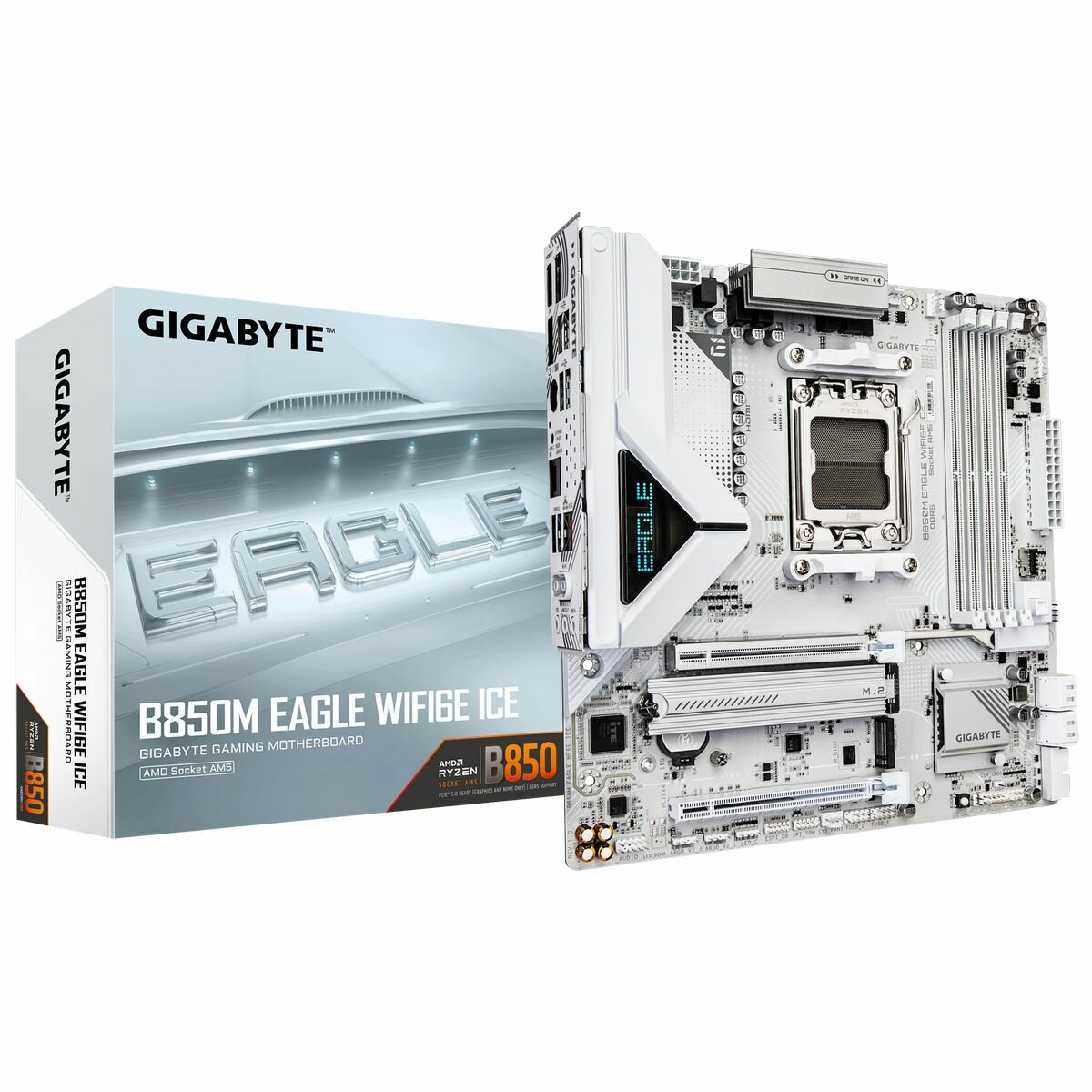 Материнская плата Gigabyte B850M EAGLE WIFI6E ICE, AM5, AMD B850, Micro-ATX, RTL (B850M EAGLE WIFI6E ICE)