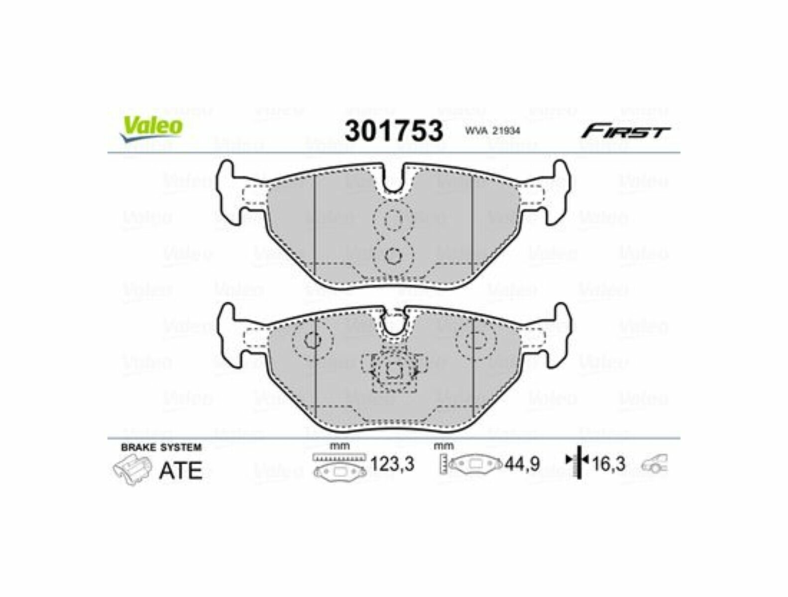 Колодки Зад. bmw E36, Z1 E30/ Saab 9-5 Restyle 05-10, 9-5 97-01)(Valeo 301753)