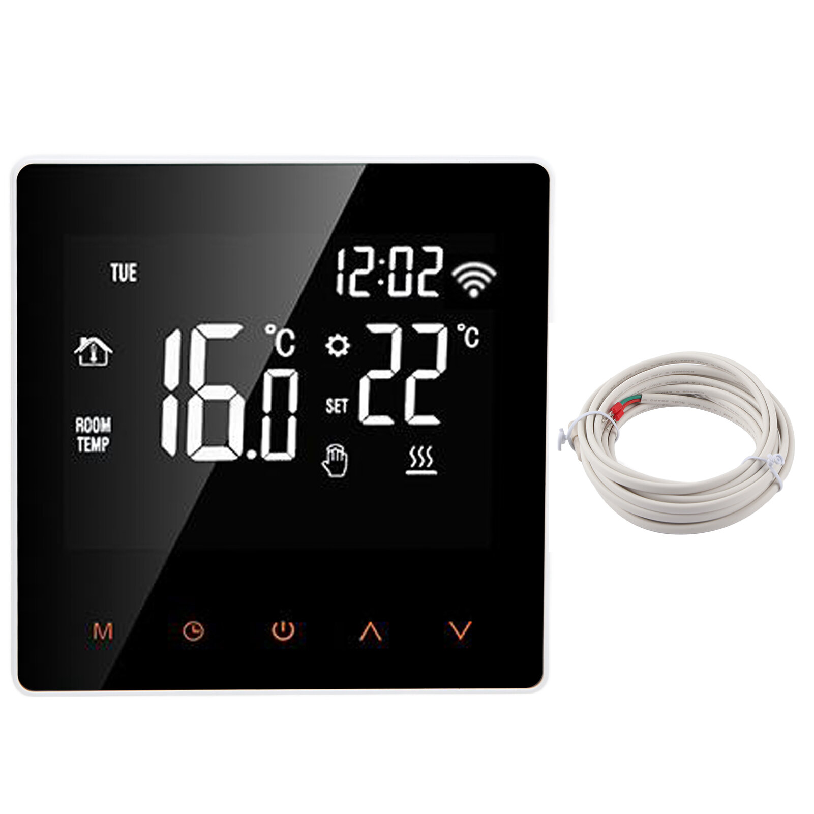 16A Tuya Smart WIFI ЖК-термостат для переменного тока 230 В, настенный котел с электрическим подогревом пола, белый фон с оранжевой кнопкой, управление водяным подогревом пола ME81H