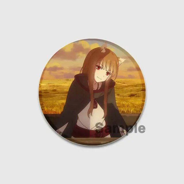 Круглые заколки на пуговицах в стиле аниме «Сприции и волк», милая интересная брошь с персонажем для украшения рюкзака, одежды, модные подарки
