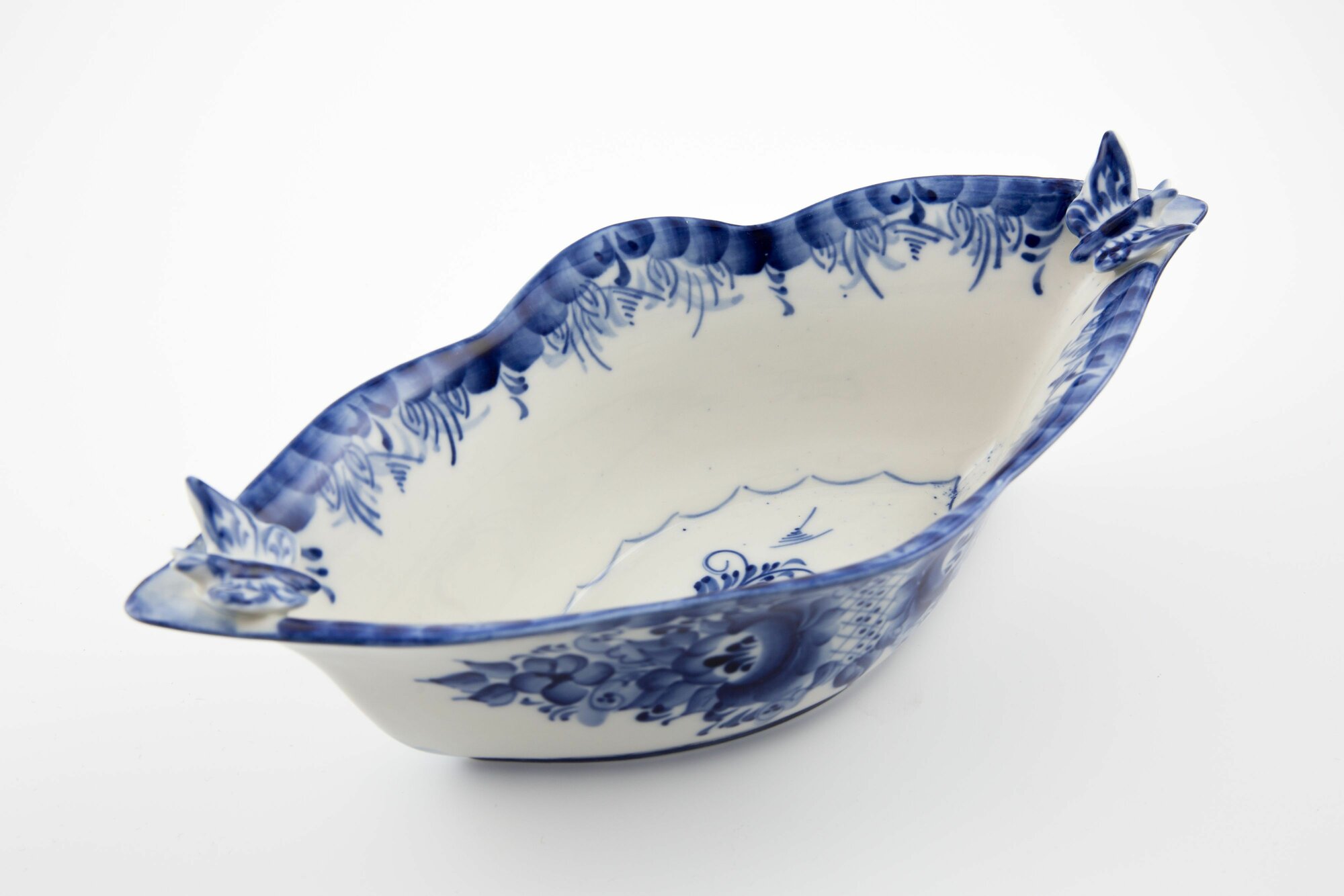 Конфетница. Объединение "гжель". "Ладья" новая, емкость 500 мл, фарфор