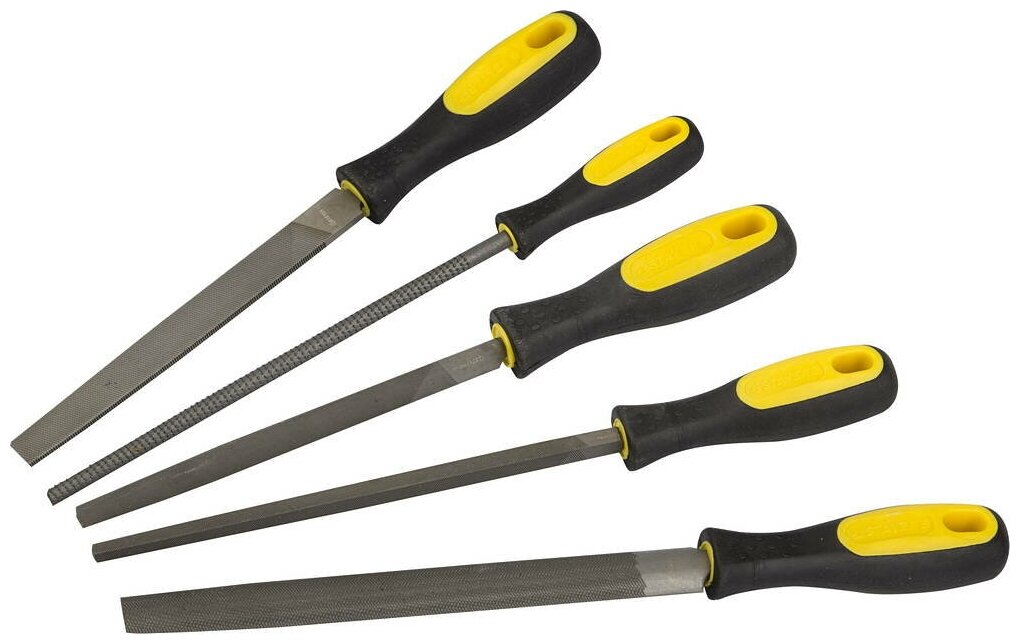 Набор напильников STAYER PROFESSIONAL 200 мм 5 предметов сталь У12А с двухкомпонентной рукояткой и двойной насечкой