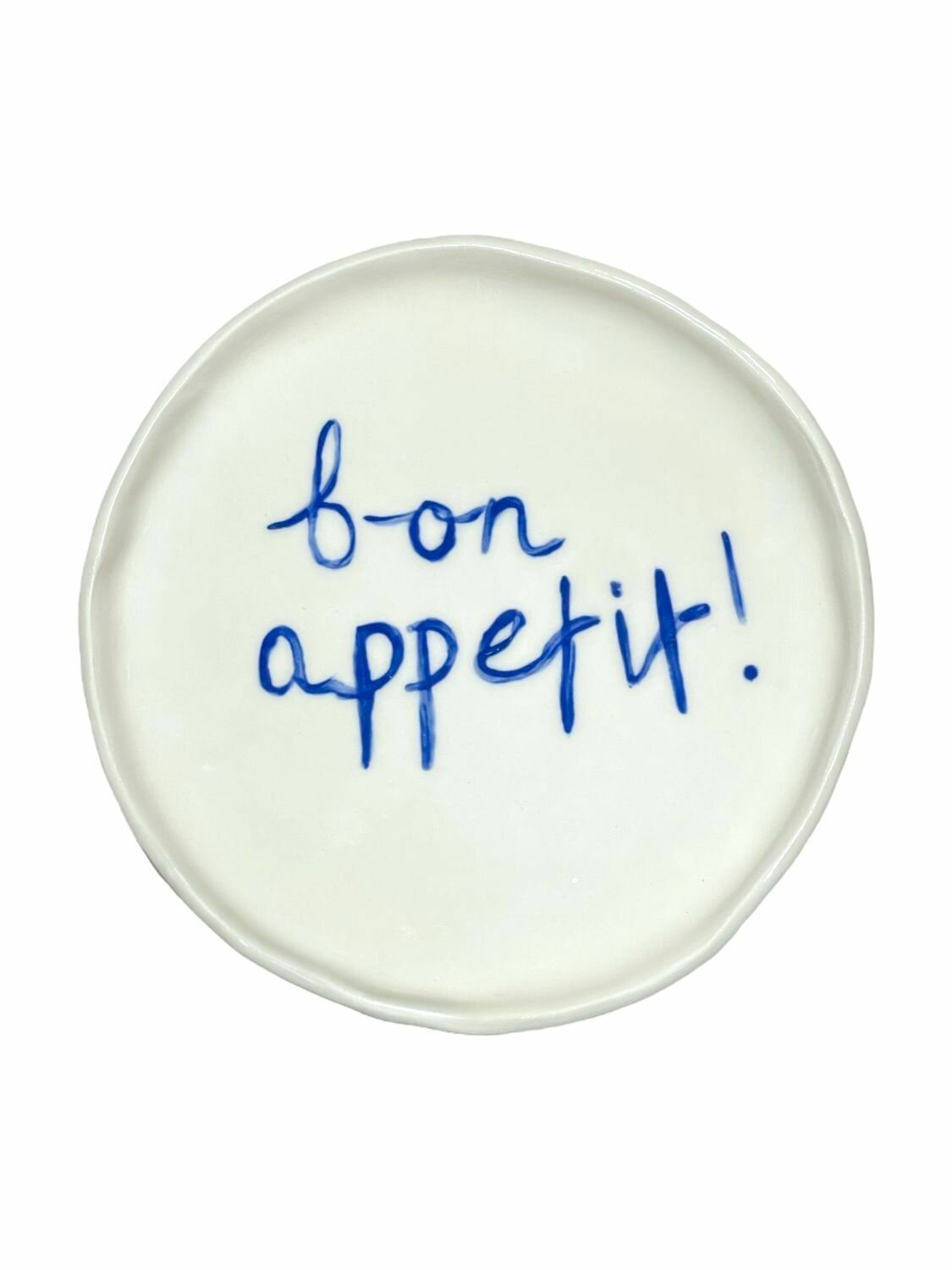 Тарелка ручной работы c надписью «Bon appetit!», керамика, 17 см
