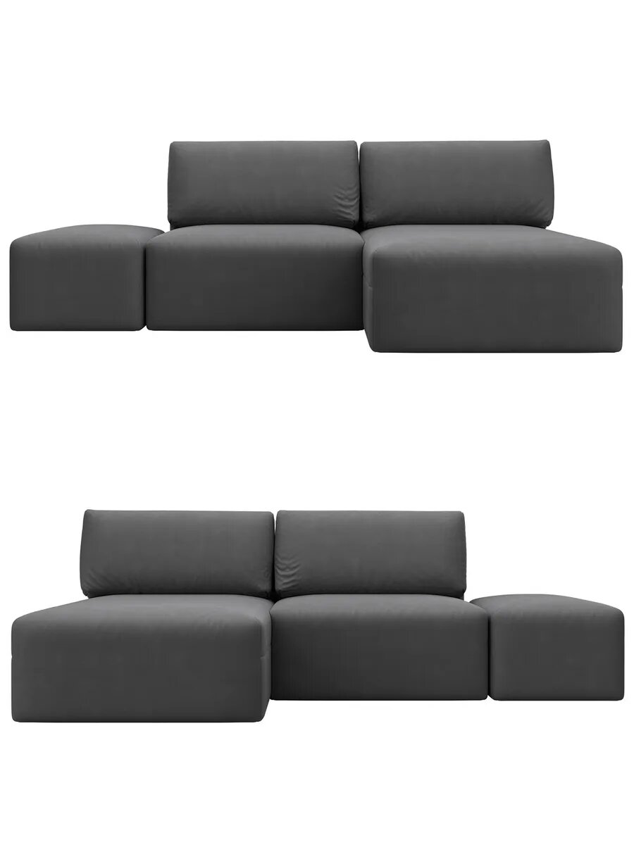 Диван модульный Лего с универсальным углом и пуфом, замша