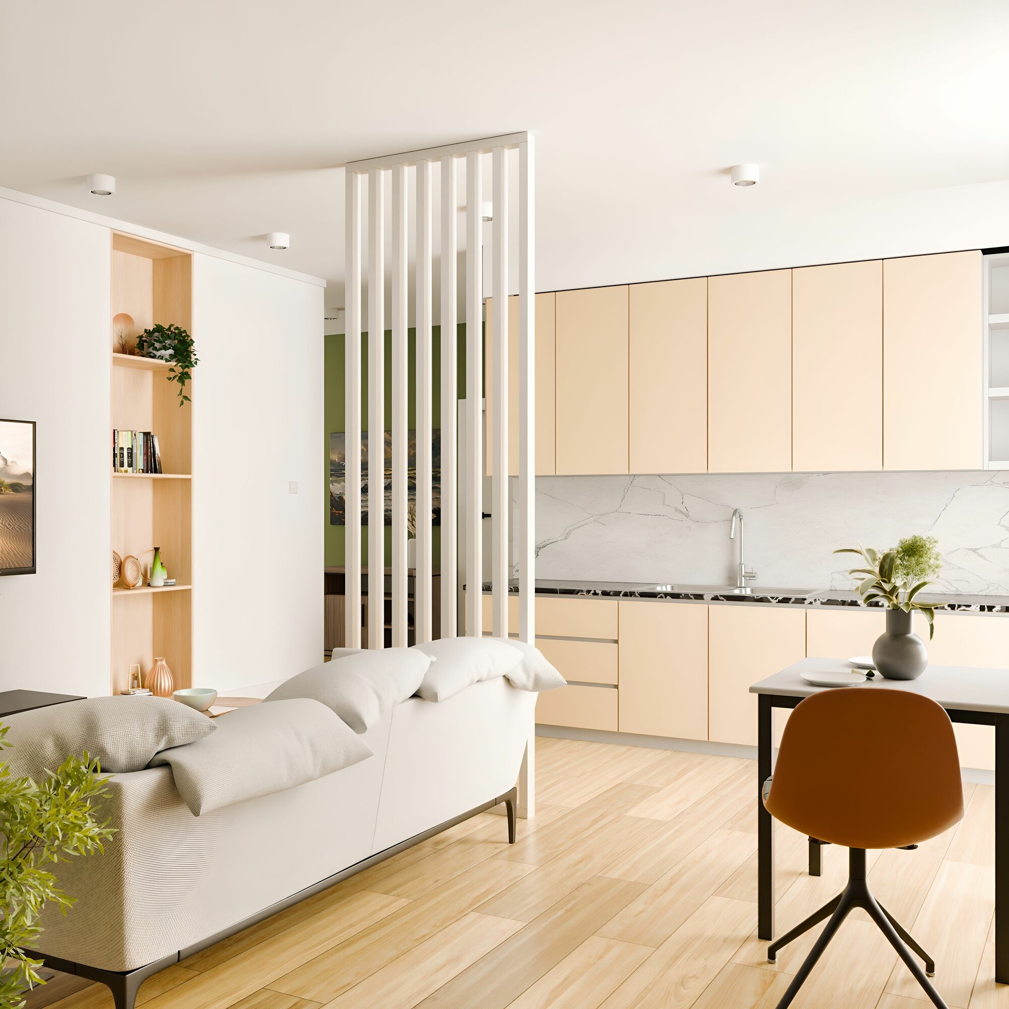 Реечная перегородка для зонирования 864 мм, белая, 40х60 мм, лдсп