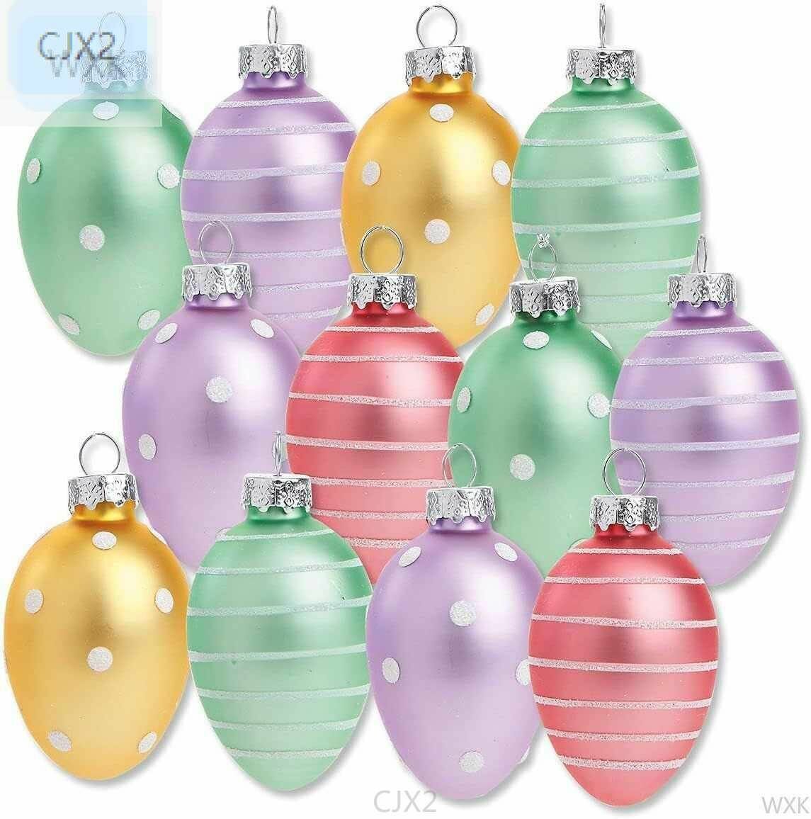 Стеклянные украшения для пасхальных яиц - набор из 12 шт, 6 цветов-WXK-cjx2