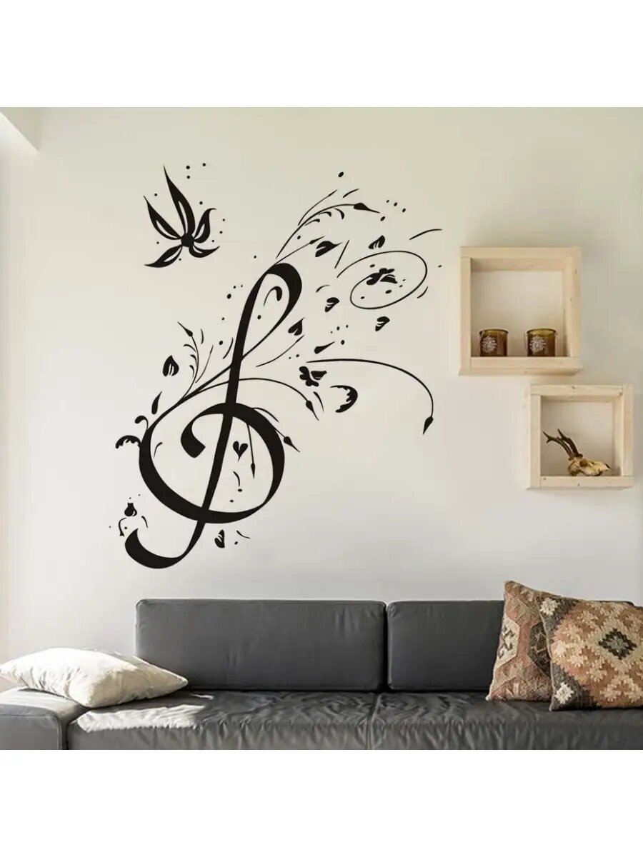 Наклейка на стену для декора интерьерная Скрипичный ключ