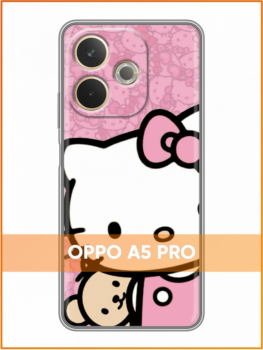 Чехол для OPPO A5 Pro с принтом для девочек с Хеллоу Китти с мишкой (Оппо А5 Про)
