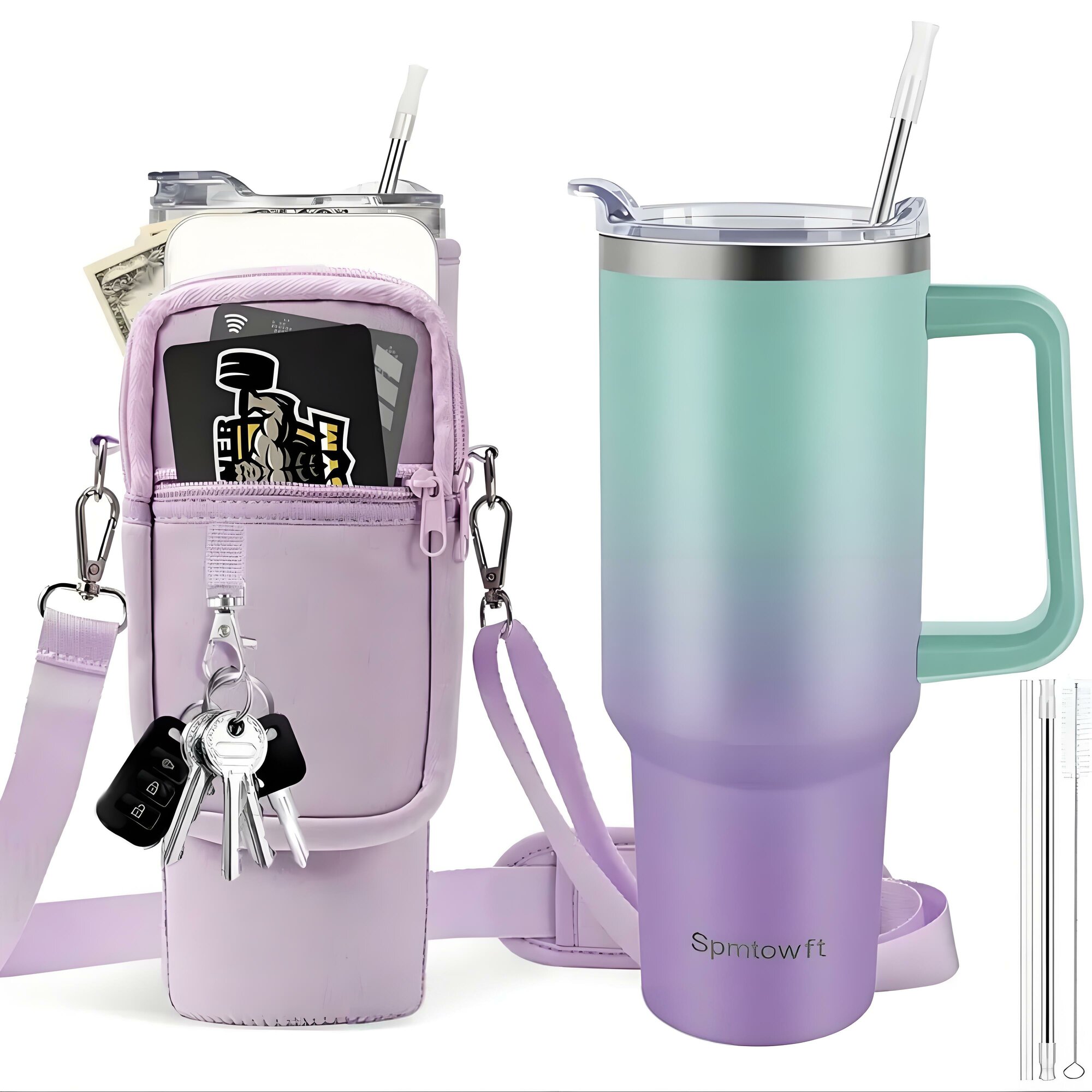 IKEA Термос 40 oz с трубочкой и ручкой, вакуумный, для спортзала/офиса