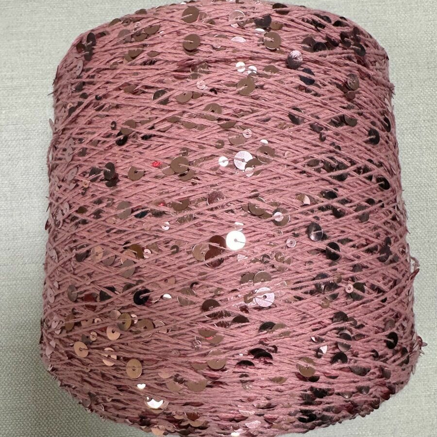 100г Пайетки 3+6мм на хлопке - 078 розовая помада с розовыми блестящими пайетками