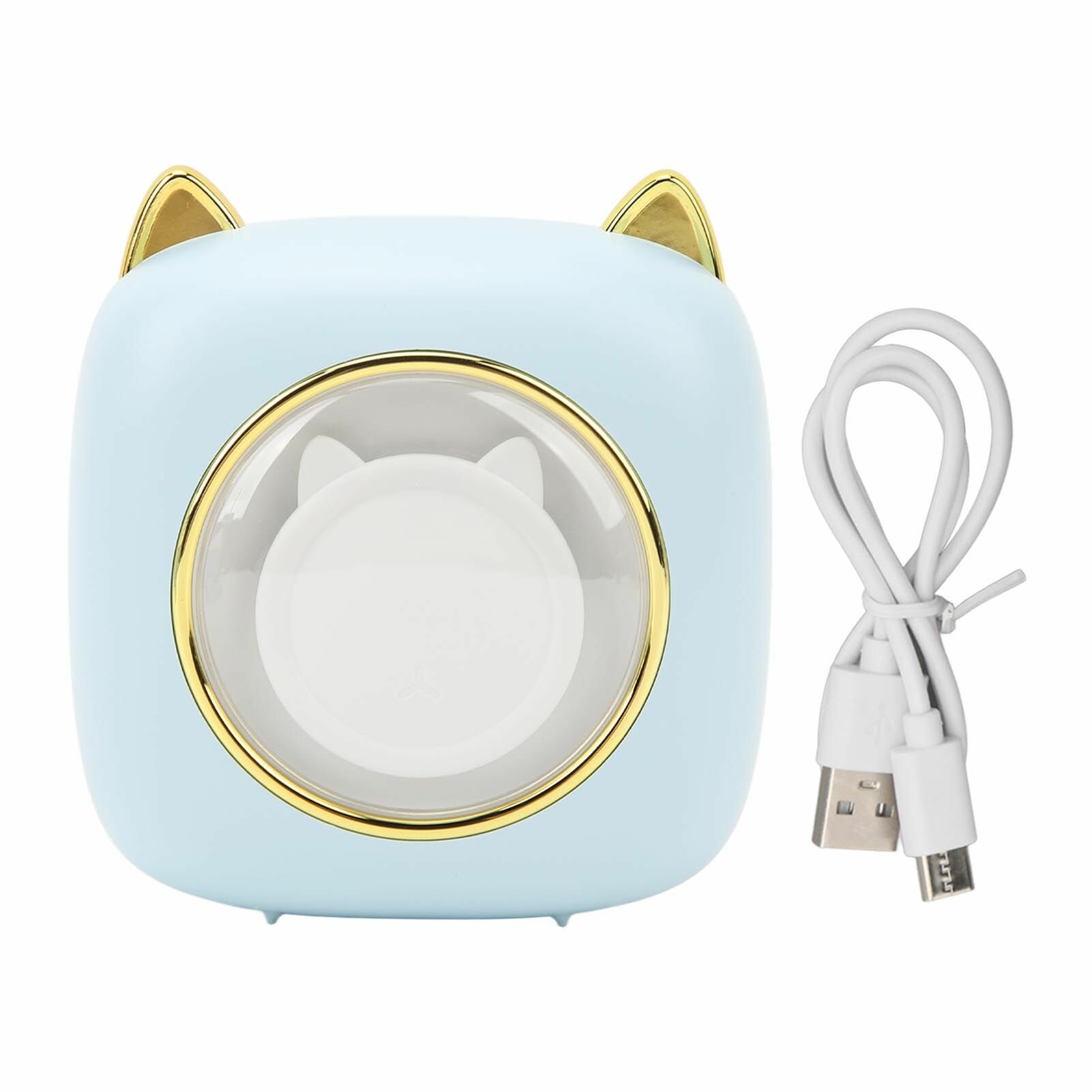 Портативный мини-карманный термопринтер с Bluetooth, беспроводной мобильный принтер с 7-цветной подсветкой, совместимый с iOS и Android, синий дизайн в форме кошки