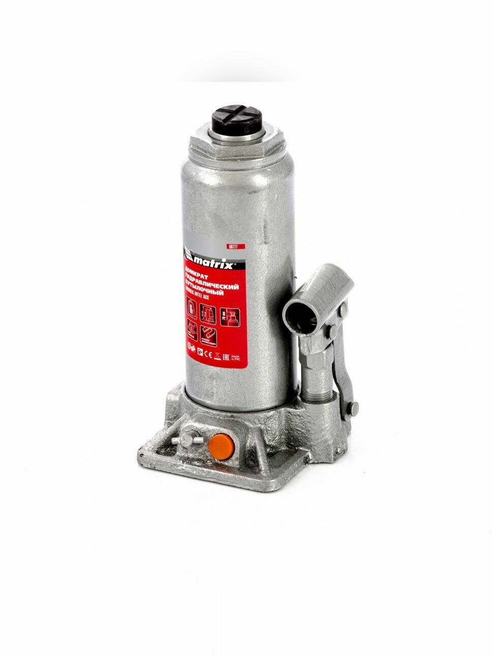 Домкрат гидравлический бутылочный, 6 т, h подъема 216-413 мм, в пластиковом кейсе Matrix